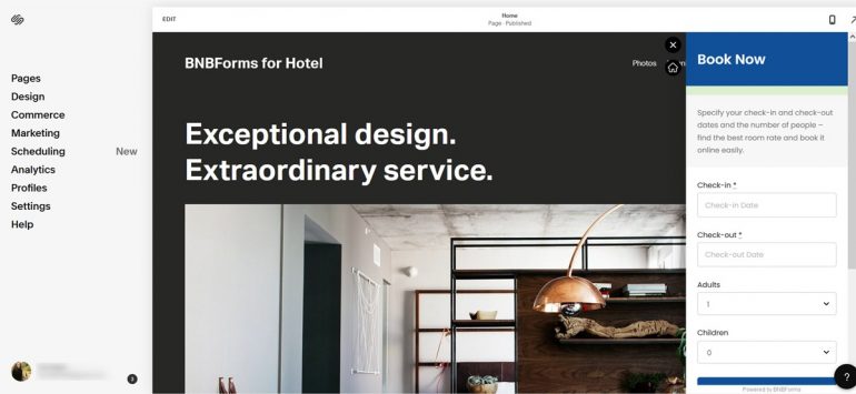 How to add BNBForms widget in Squarespace - BNBForms