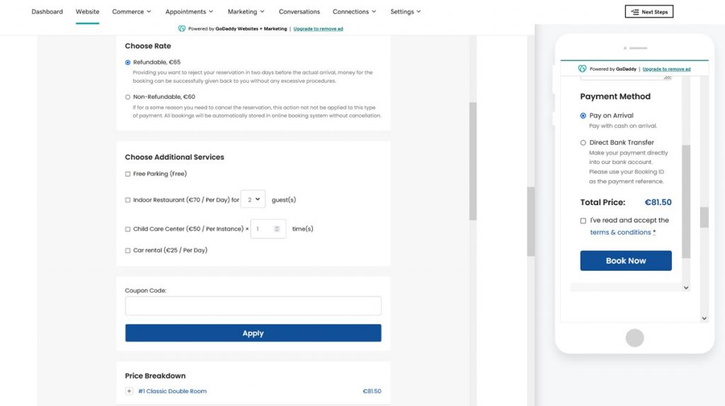 GoDaddy Booking: How to Add a Hotel Reservation System - BNBForms