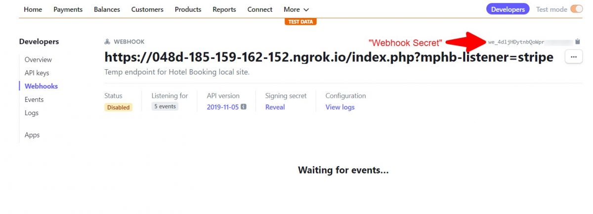 How to obtain keys and enable webhooks for Stripe - BNBForms
