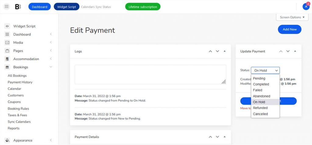 Direct bank transfer payment method - BNBForms