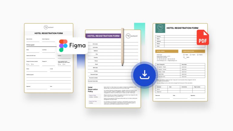 Hotel Reservation Cards & Check In Forms: Printable Hotel Templates ...