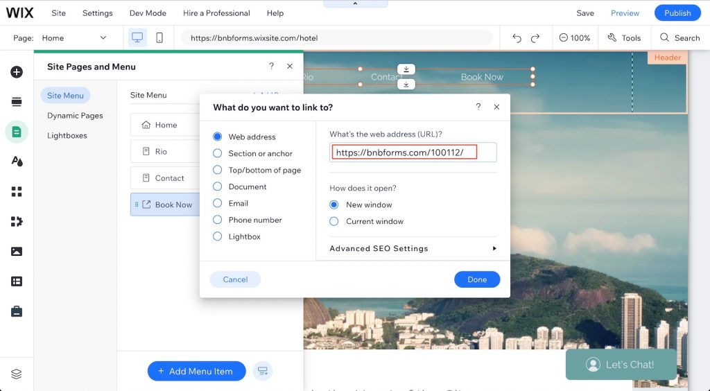 How to open the booking widget by any website button or link - BNBForms