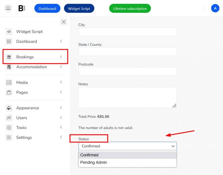 Add Hotel Bookings with Pending Status from BNBForms Backoffice - BNBForms